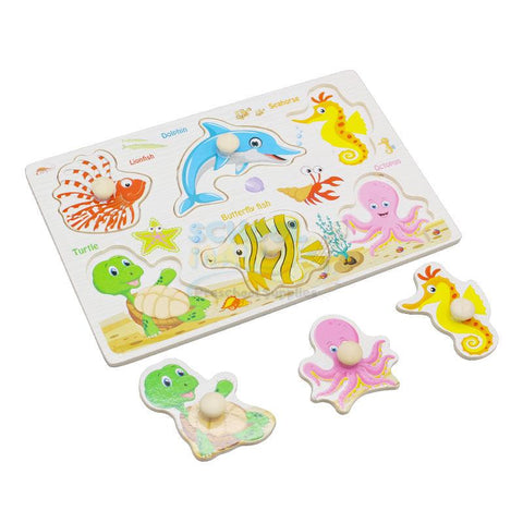 Montessori Wooden Sea Animals Peg Puzzle Board (1590F) – School Mall ...